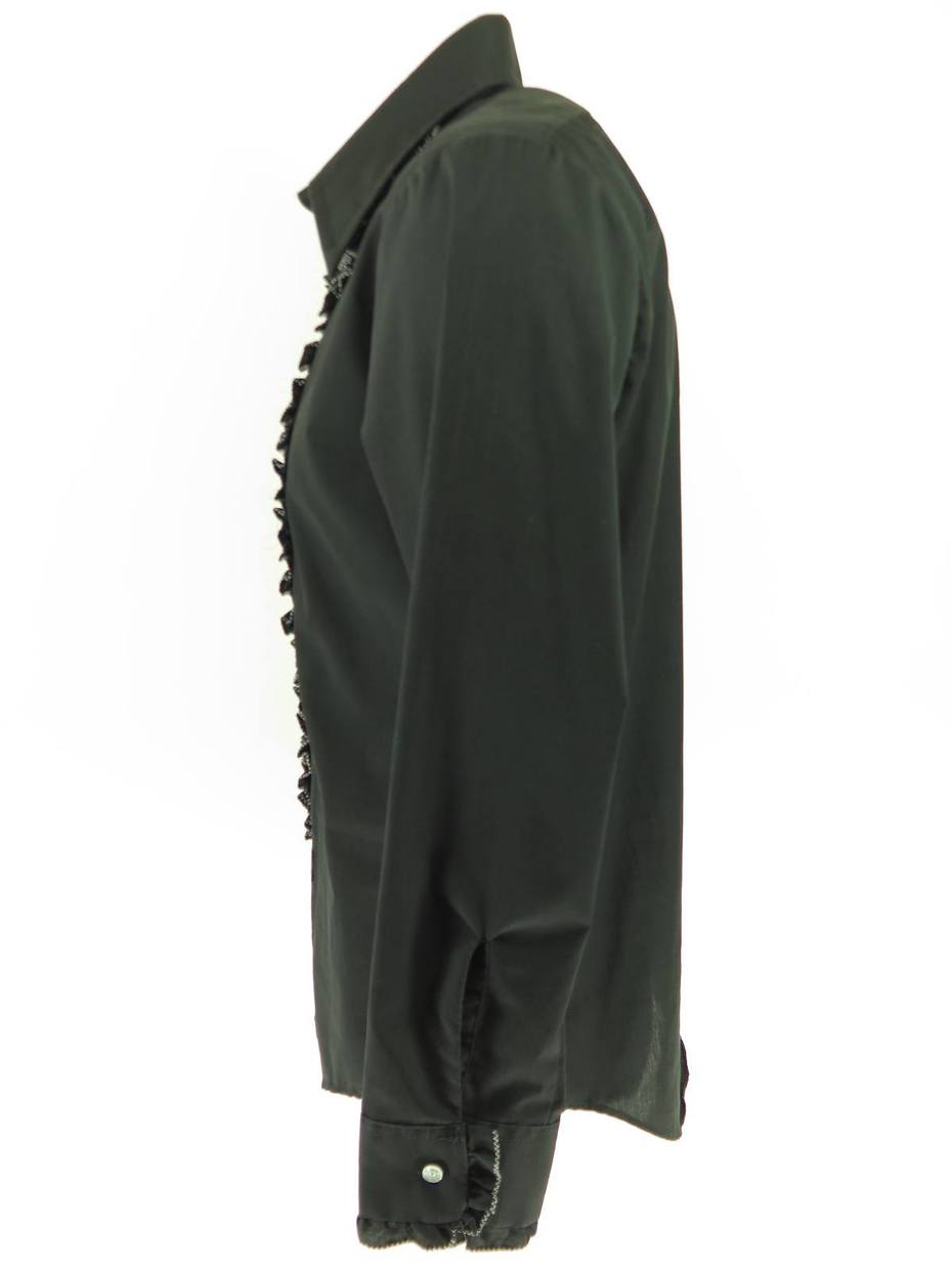 Vtg 70s Morell Black Formal Tuxedo Ruffle Dress Shirt Mens 15 1/2- 33 ...