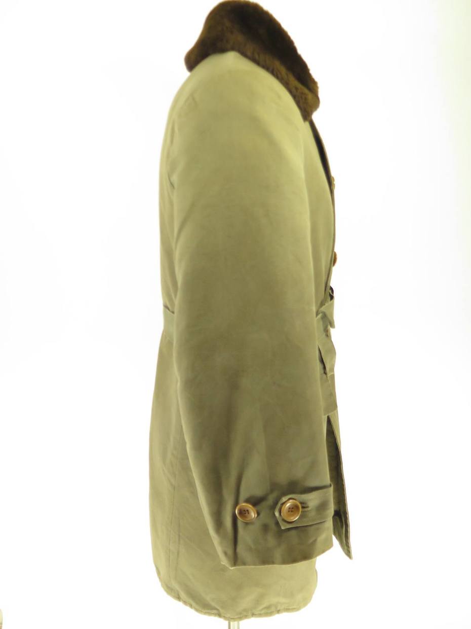 Vintage 40s Olympia Canvas Shearling Overcoat Coat Men M Swedish Double ...