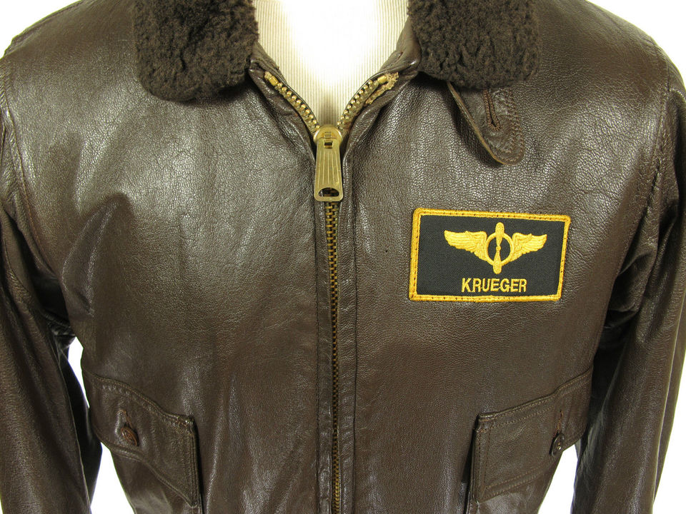 Vintage 70s Type G-1 Bomber Goatskin Jacket 42 Long Leather Mouton ...