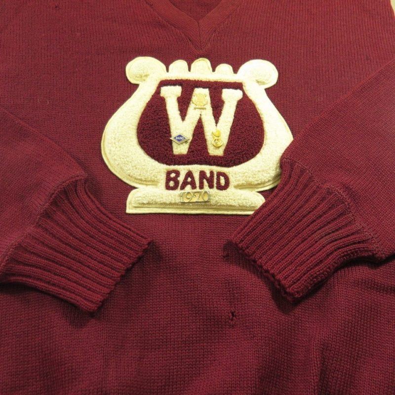 Vintage 70s Varsity Music Concert Band Sweater Medium Wool patches ...
