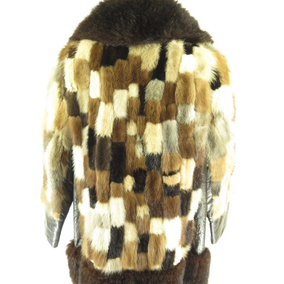 Vintage 70s Mink Fur Coat Womens L Oleg Cassini Patchwork Leather | The ...