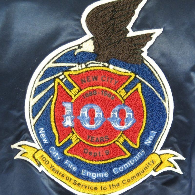 Vintage 80s New York Fire Department Jacket 48 Satin 100 Year ...