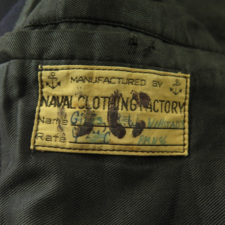 Vintage 40s 10 button Navy Peacoat 38 WW2 USN Naval Factory Embroidered Corduroy | The Clothing ...