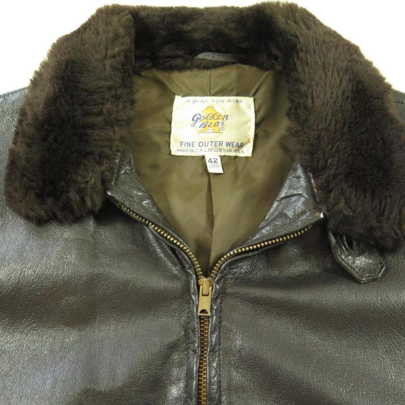 Vintage 80s Type G-1 Leather Flight Jacket 42 Long Brown Goatskin Fits ...