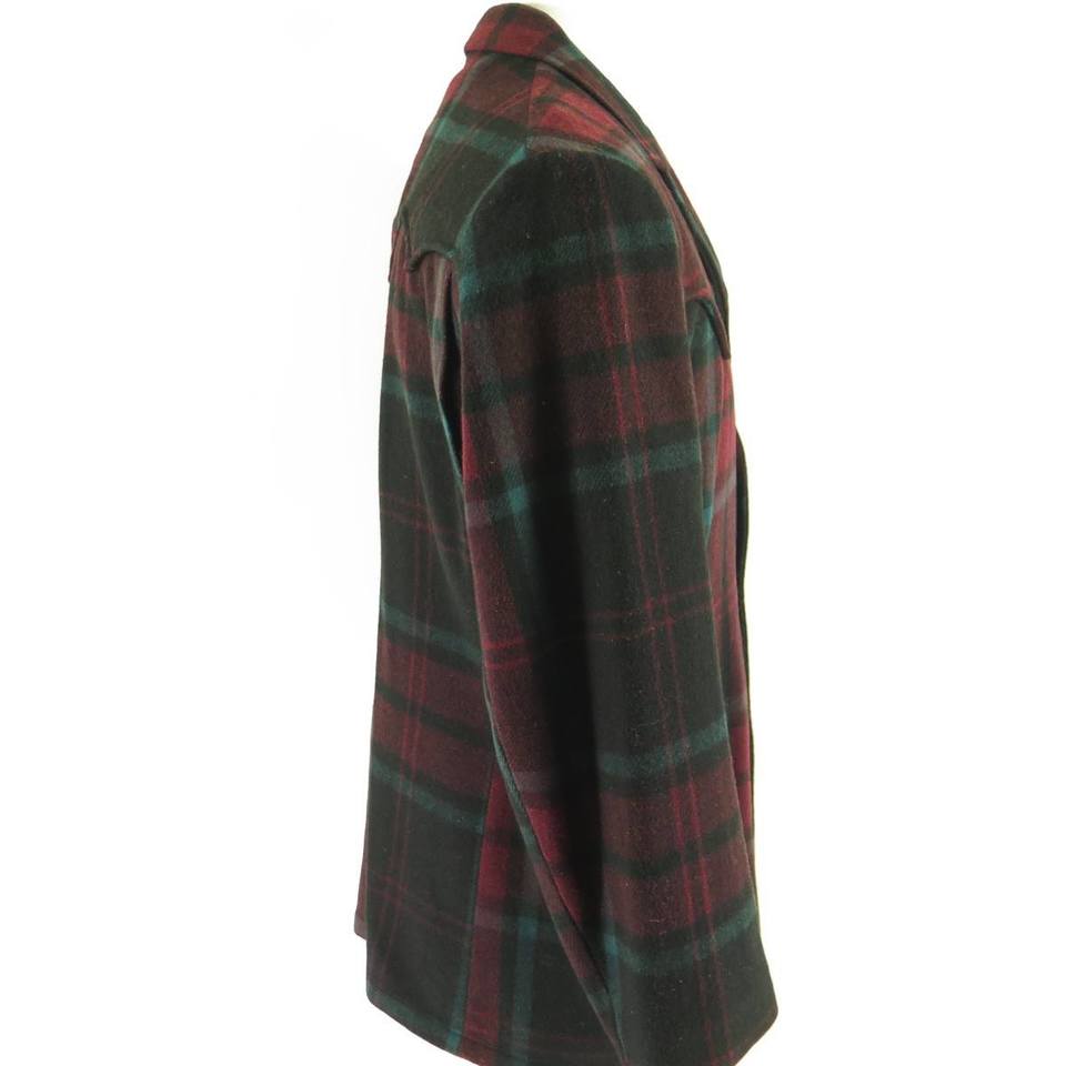 Vintage 50s Field Stream Jacket Mens 44 Western Yoke Wool Plaid Coat ...