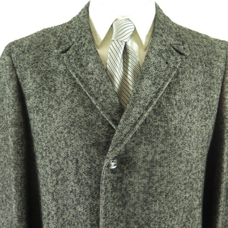 Vintage 50s Nubby Fleck Coat Wool Overcoat Spread Collar Mens 40 Union ...