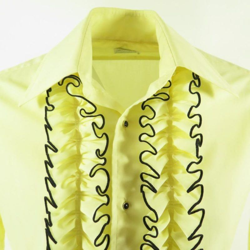 Vintage 70s Ruffle Tuxedo Shirt Mens 15 - 34 Deadstock French Cuffs ...
