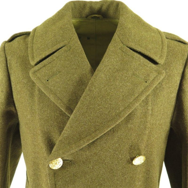 Vintage 40s WWII Military Overcoat Coat Mens 38 Deadstock Melton Wool ...