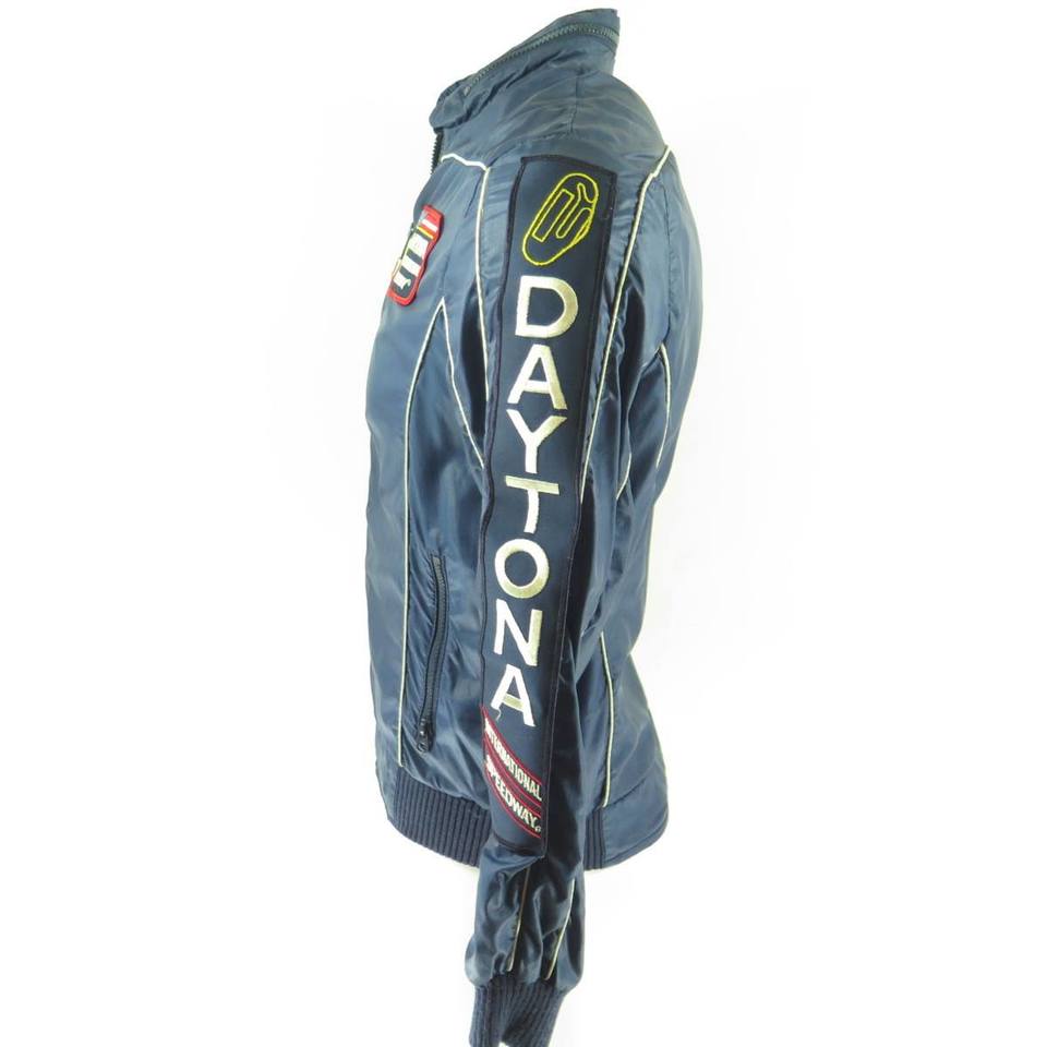 Vintage 80s Daytona Racing Jacket Mens M Style Auto Cafe Racer Patches ...