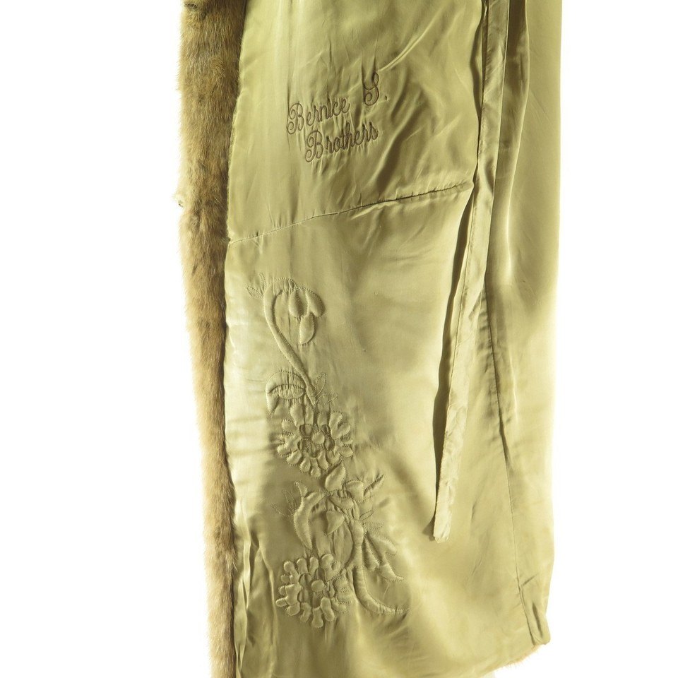 Vintage 60s Mink Fur Overcoat Womens 16 Long Coat Monogram Emba ...