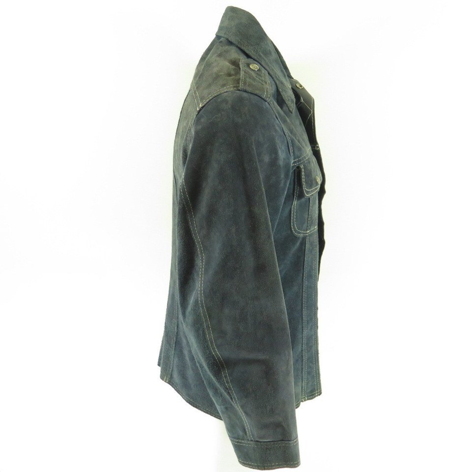 Vintage 60s Lee Reversible Shirt Jacket Mens M USA Made Suede Leather ...