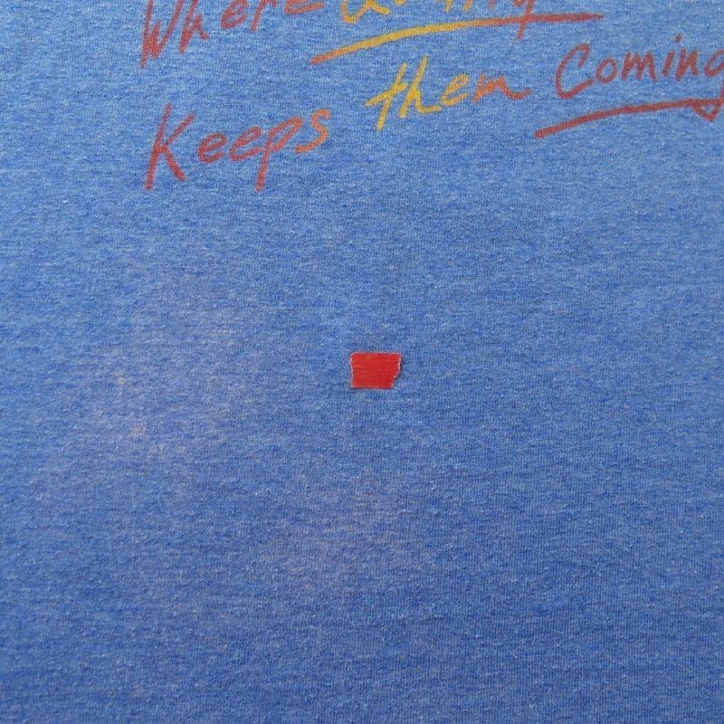 Vintage 80s Mustang Ranch T-Shirt Mens XL 50/50 Blue Print Western ...