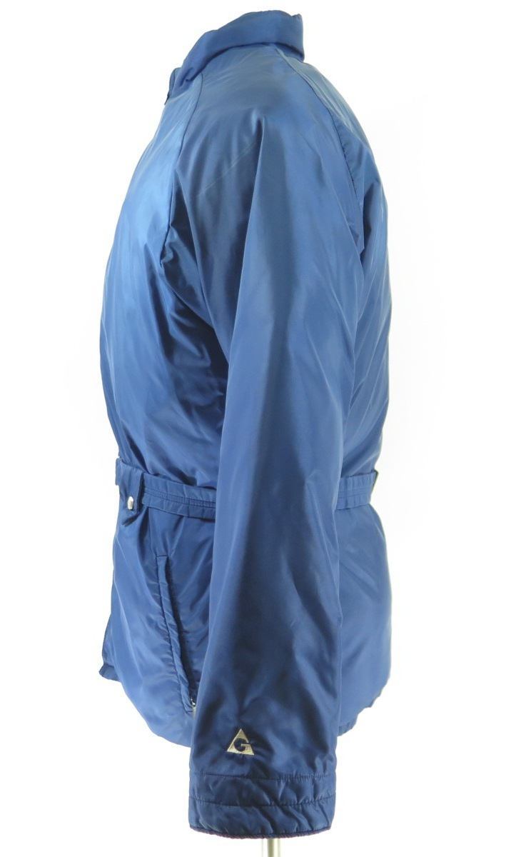 Vintage 70s Gerry Down Parka Mens M Puffy Blue Double Zip Belted Ski ...