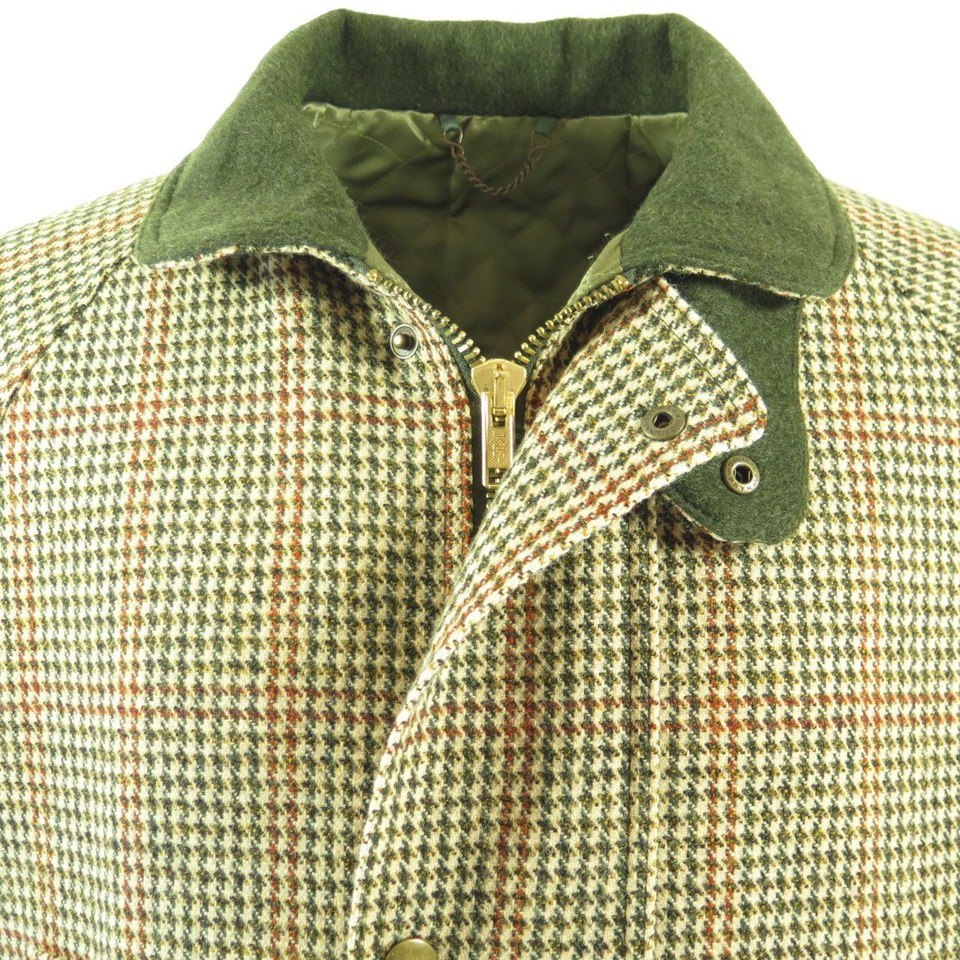 Vintage 80s Frank Hall Hunting Coat Mens L English Houndstooth Tweed ...