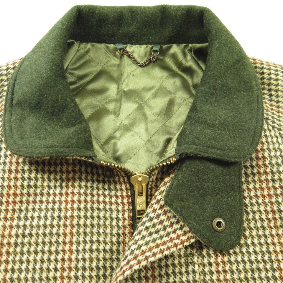 Vintage 80s Frank Hall Hunting Coat Mens L English Houndstooth Tweed ...
