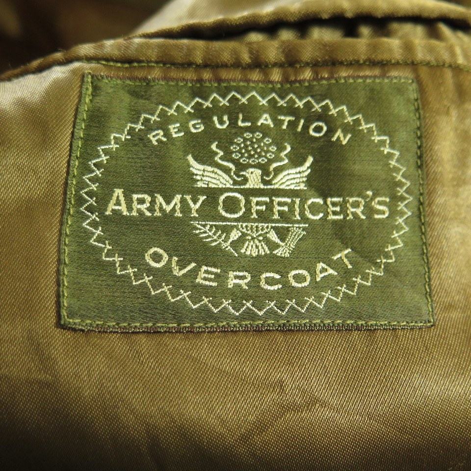 Vintage 40s Officer Overcoat Mens 40 Long Army WWII Era Military Wool ...