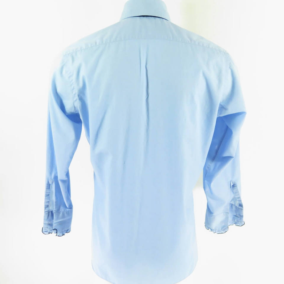 Vintage 70s Ruffle Tuxedo Shirt Mens L 16-34 After Six Formal Blue ...