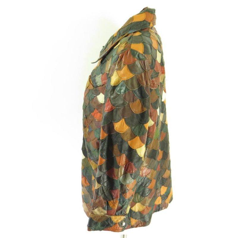 Vintage 60s Fish Scale Leather Jacket Womens 14 Patchwork Hippie | The ...