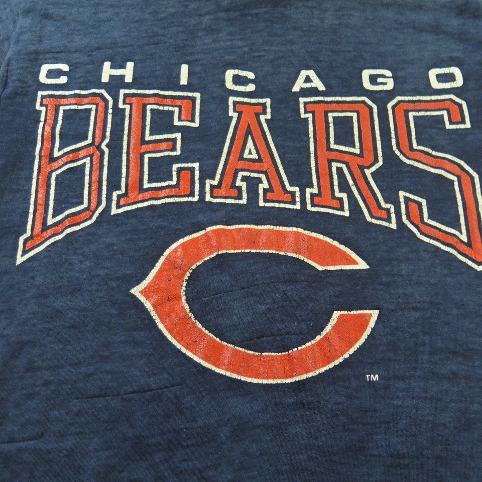 Vintage 80s Chicago Bears T-shirt Mens M Super Thin NFL Football Blue ...