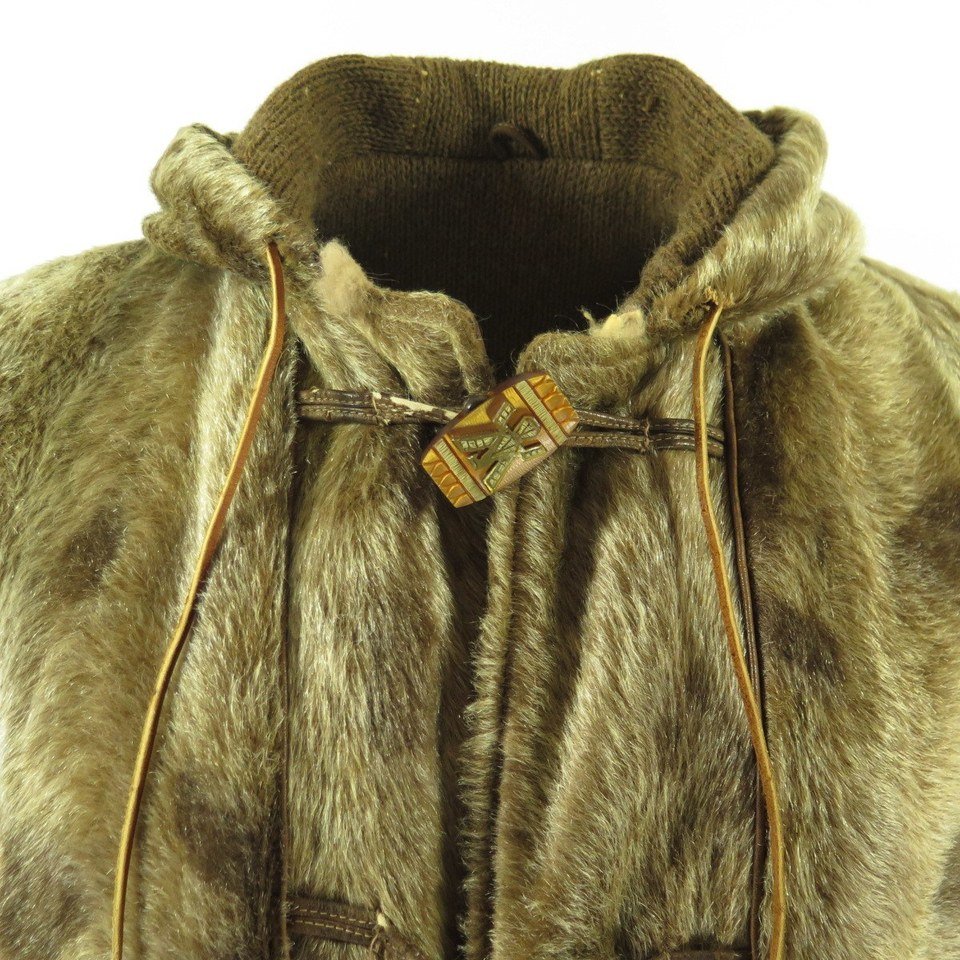 Vintage 70s Alaskan Faux Fur Coat Jacket 46 Robert Lewis Native ...