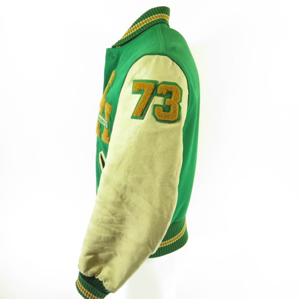 Vintage 70s Varsity Letterman Jacket Mens 42 Whiting Two Tone Chenille ...