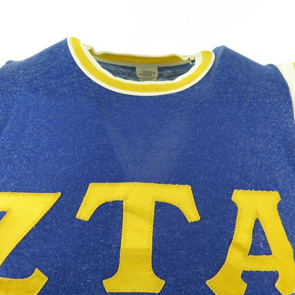 Vintage 50s ZTA Sorority Fraternity T-Shirt Small Durene Patches Zeta ...