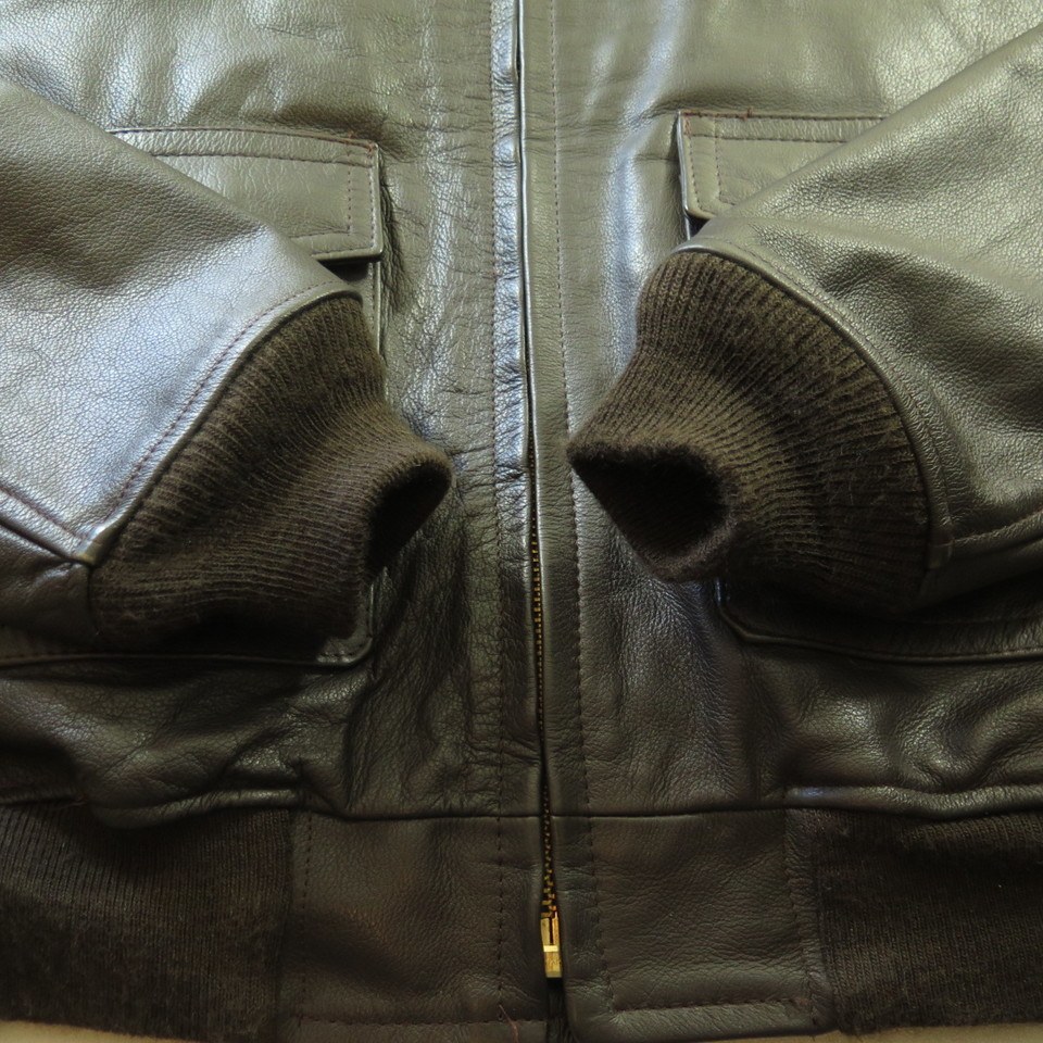 Vintage 80s Type G-1 Leather Jacket Mens 46 Deadstock Brown Flight ...