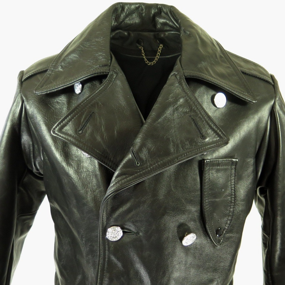 Vintage 60s Philadelphia Police Leather Jacket Coat Medium Deadstock ...