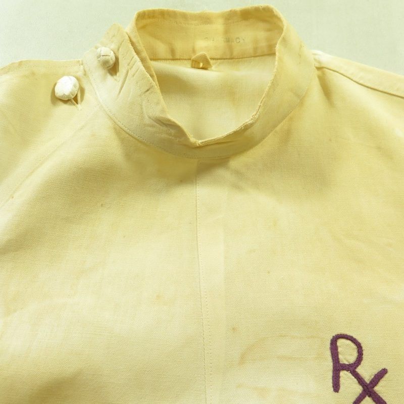 Antique vintage 1800s Pharmacy lab Coat Mens M RX Chain Stitch ...