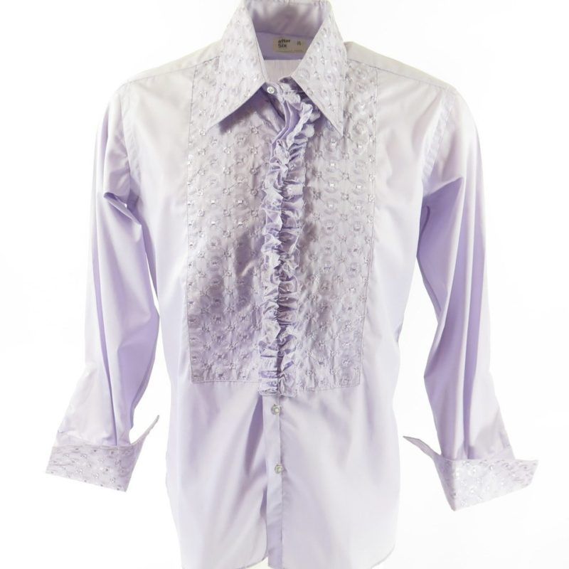 Vintage 60s After Six Ruffle Tuxedo Shirt Mens 16/34 Purple | The ...