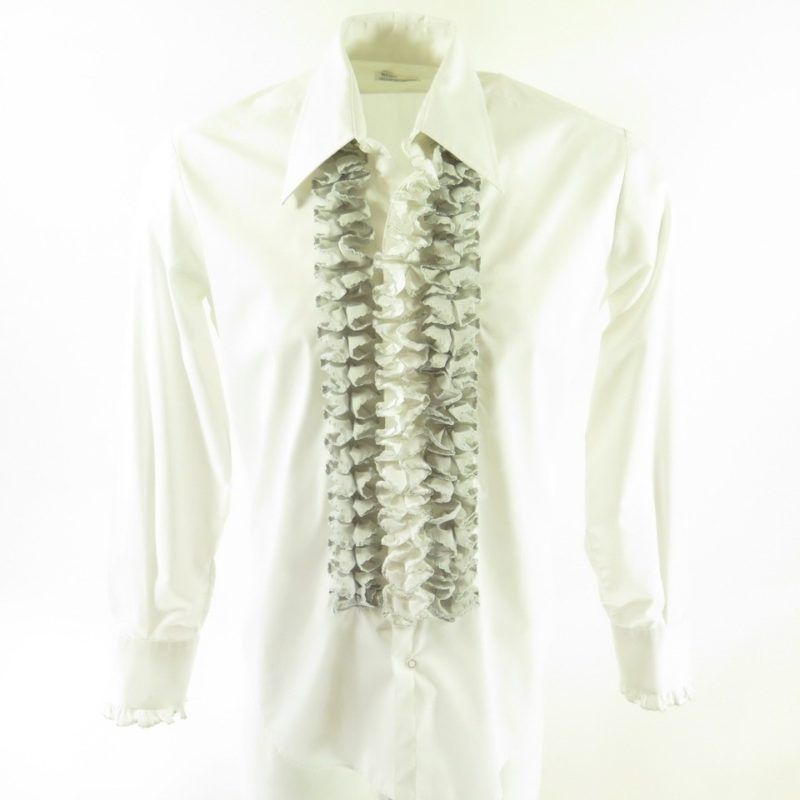 Vintage 70s After Six Ruffle Tuxedo Shirt Mens Small Deadstock Green ...