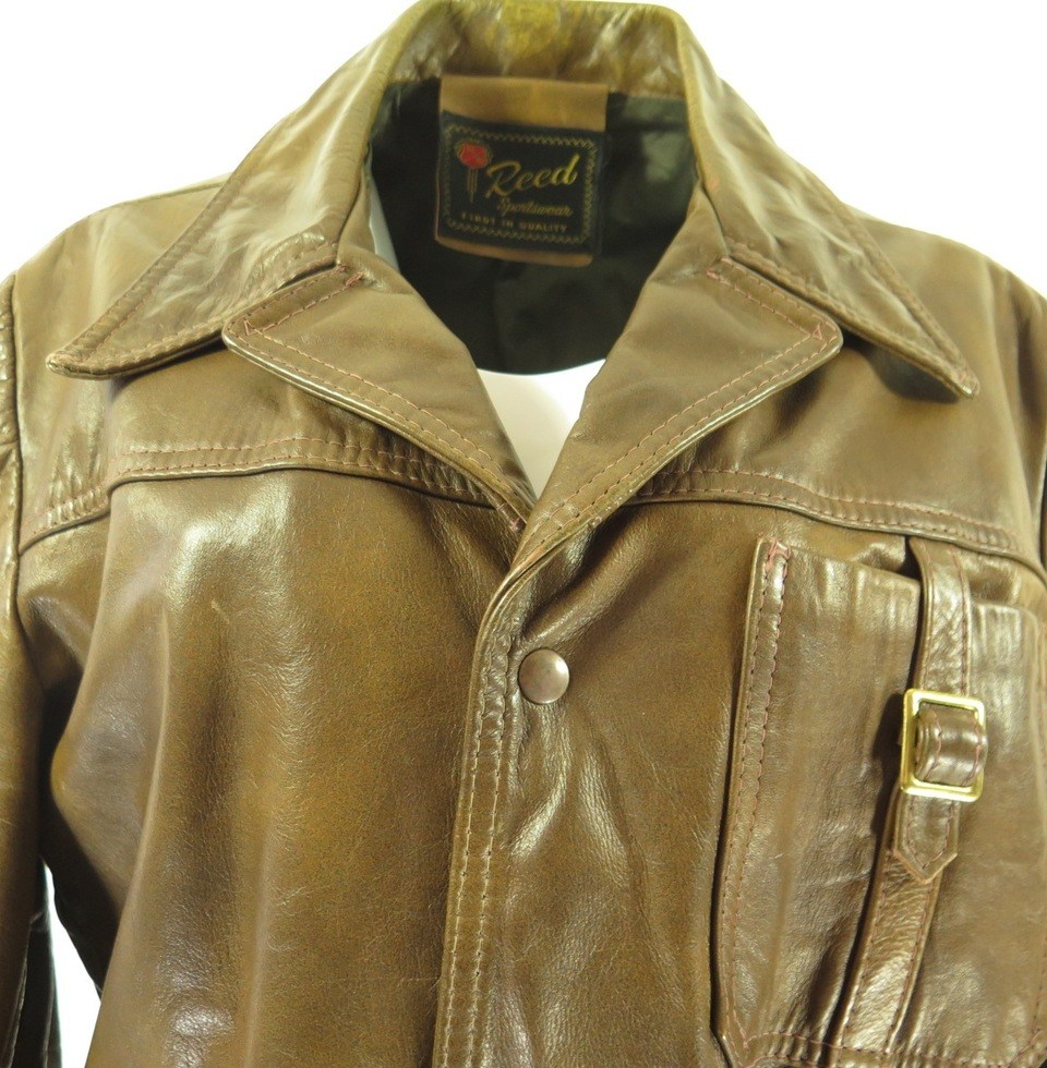 Vintage 60s Mod Retro Leather Jacket Womens 12 Large Buckles Classic ...