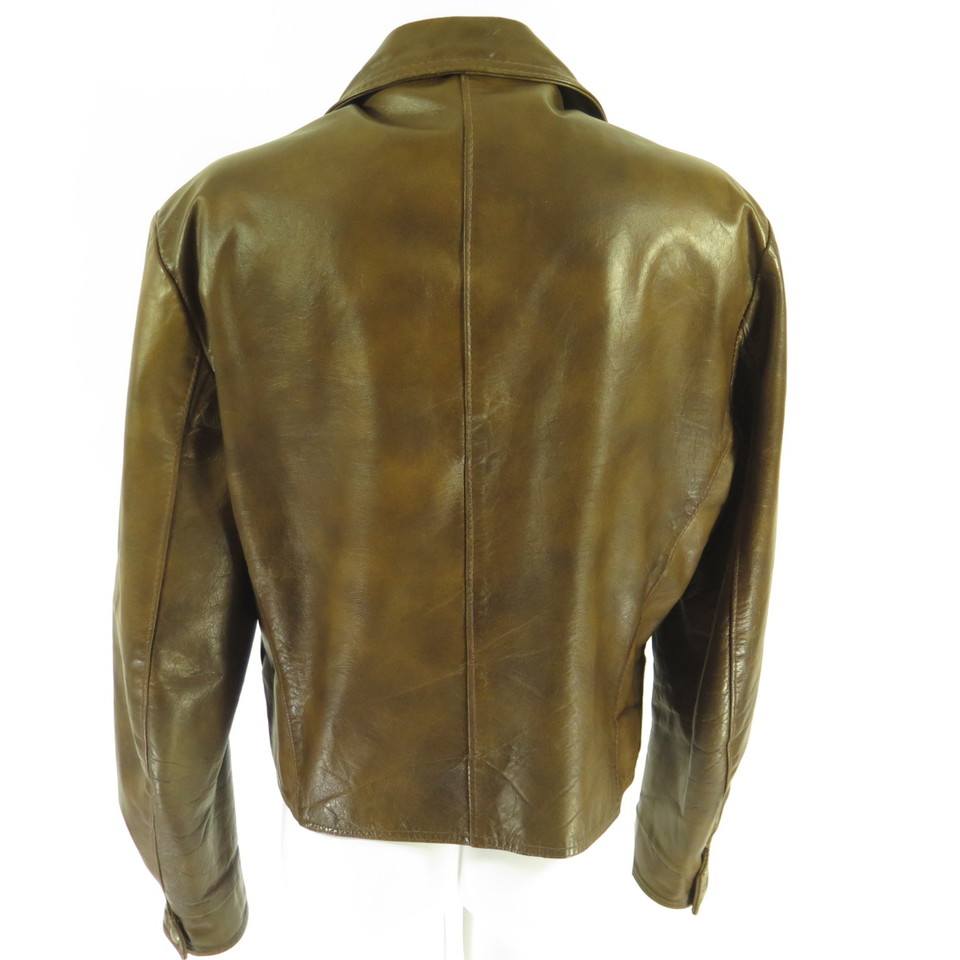 Vintage 60s Mod Retro Leather Jacket Womens 12 Large Buckles Classic ...