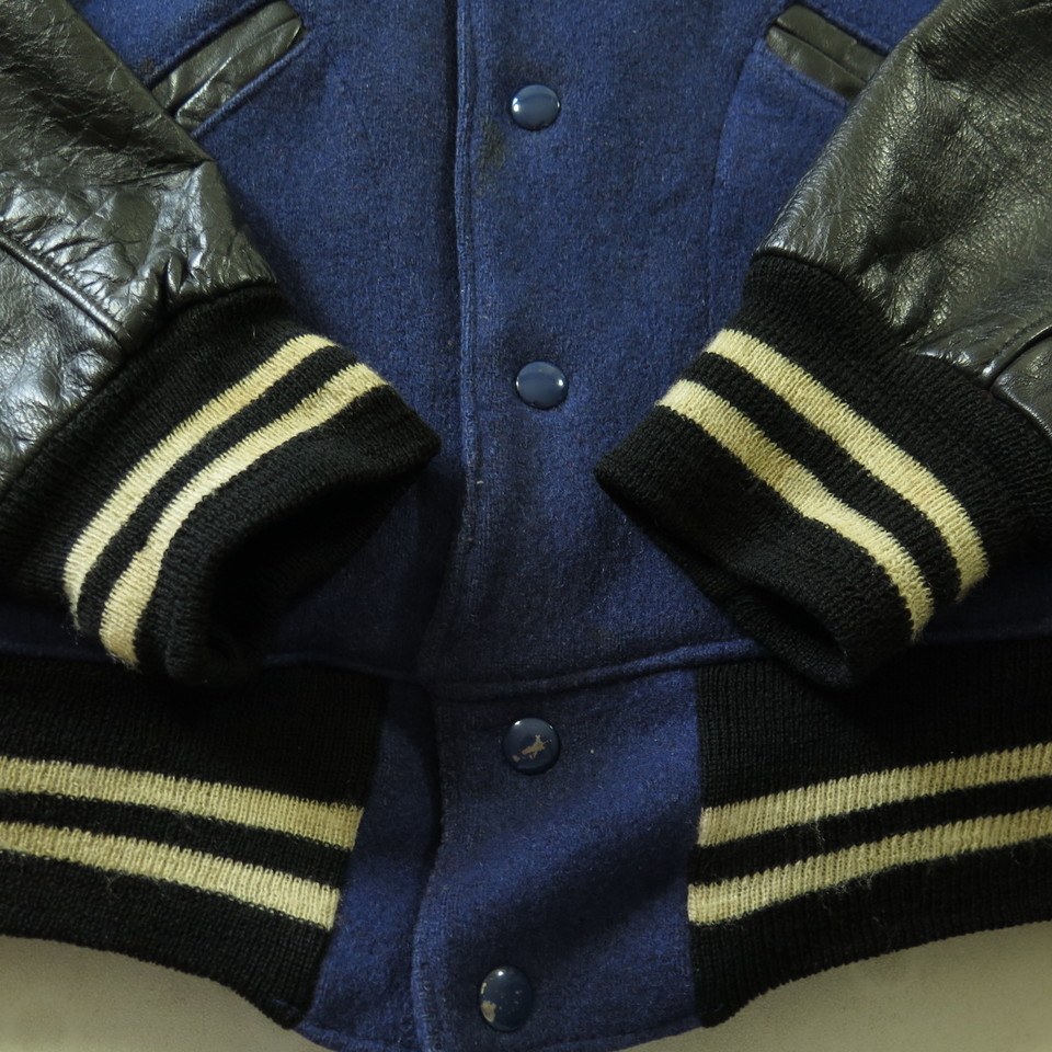 Vintage 50s Varsity Letterman Jacket Mens 40 Leather Wool Two Tone ...