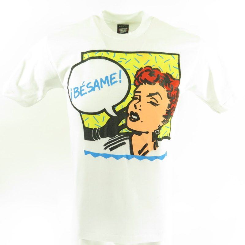 Vintage 80s Besame T-shirt Mens M Deadstock Retro Kiss Me 50/50 Thin ...