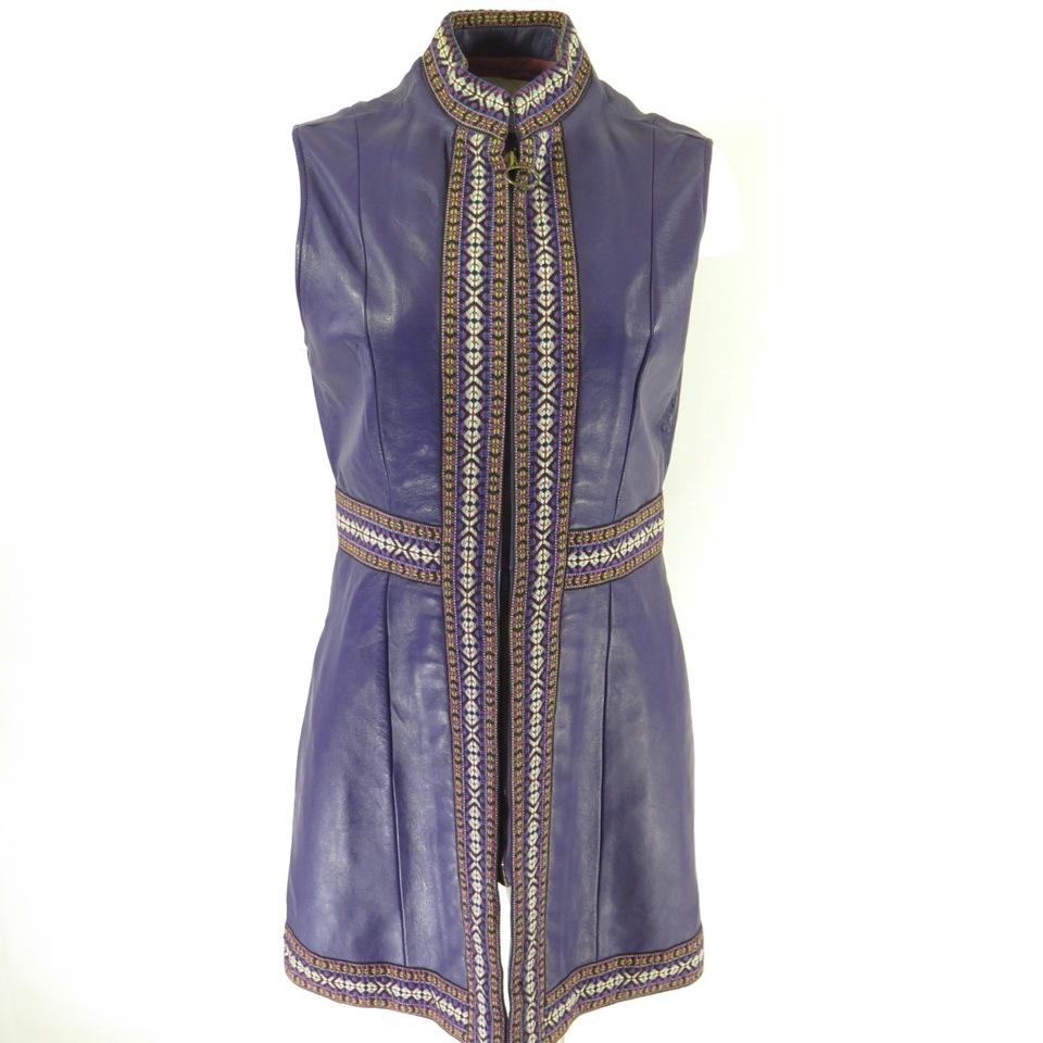 Vintage 60s Hadleys Leather Dress Womens 12 Hippie Bohemian Purple ...