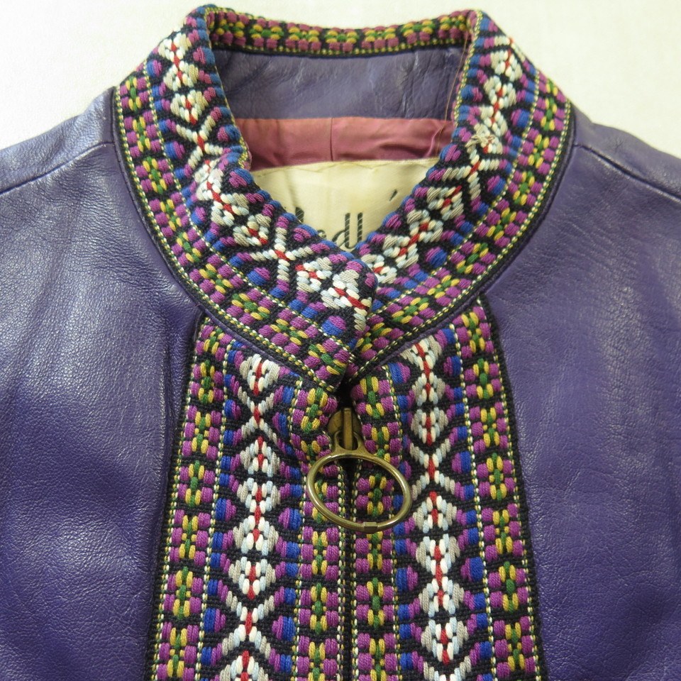 Vintage 60s Hadleys Leather Dress Womens 12 Hippie Bohemian Purple ...