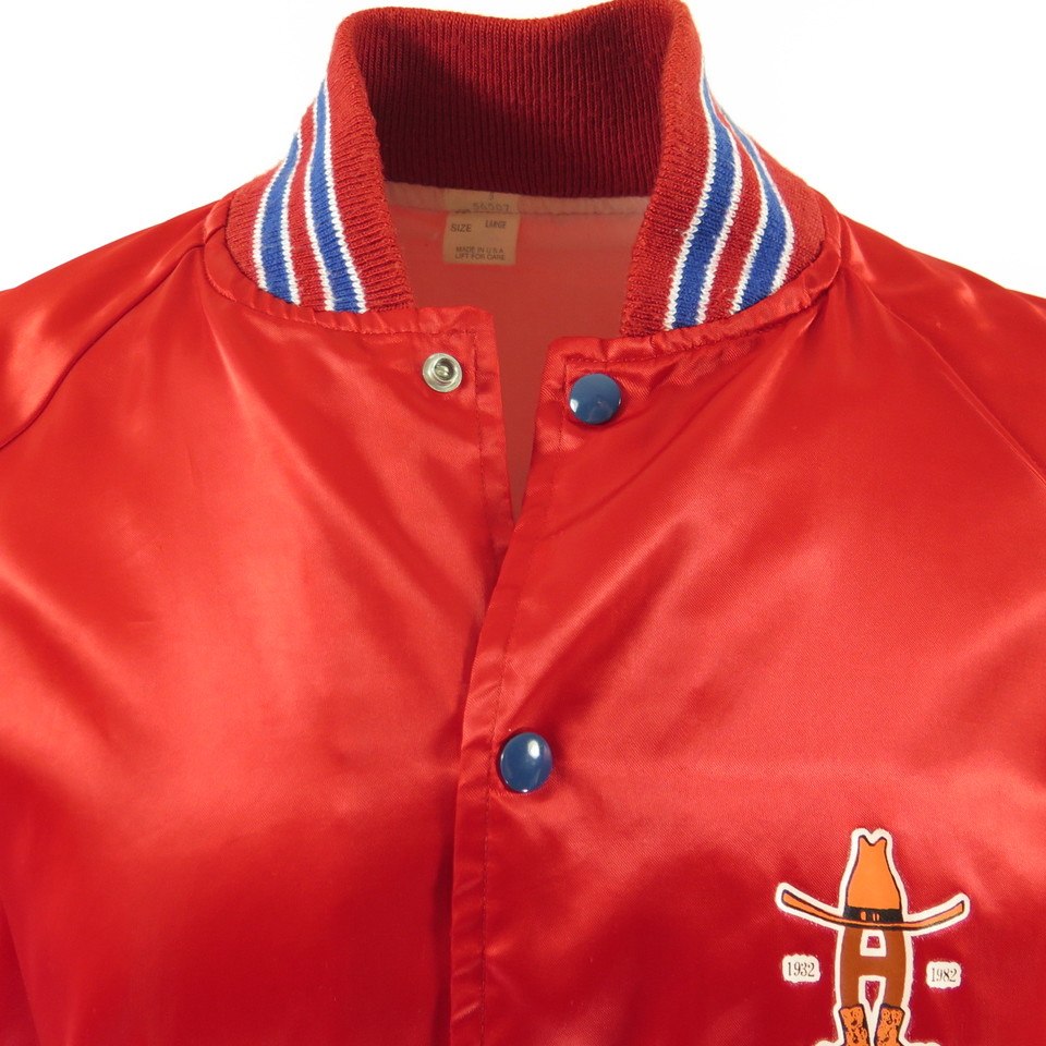 Vintage 80s Houston Livestock Rodeo Show Jacket Mens L Satin 50th ...