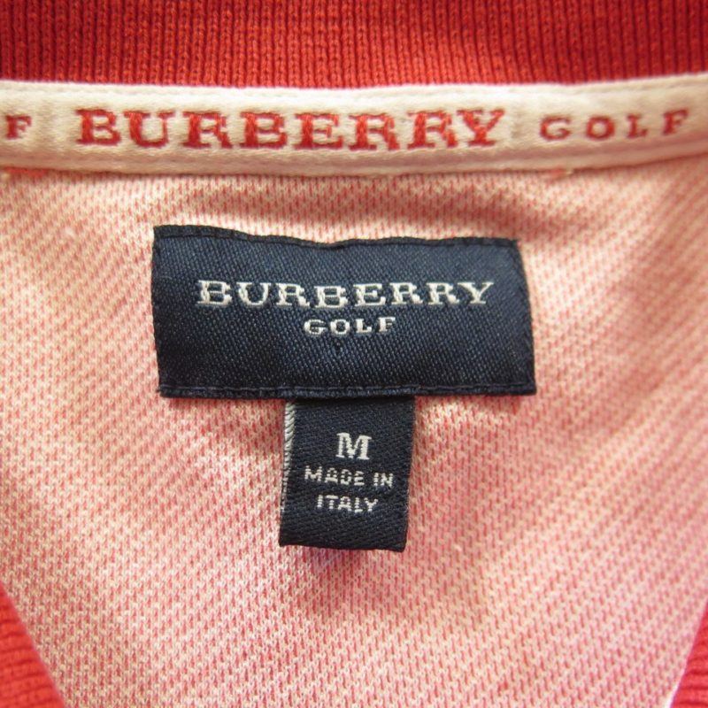 Burberry Golf Polo Shirt Mens M Pink Italy made Stripe | The Clothing Vault