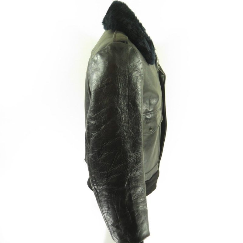 Vintage 60s Bomber Leather Jacket Mens 44 Flight Cooper Fleece Black ...