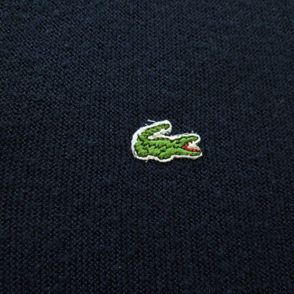 Vintage 70s Izod Lacoste Cardigan Sweater Mens XL Blue Green Alligator Patch | The Clothing Vault