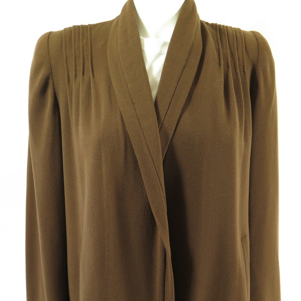 Vintage 30s Depression Overcoat Long Coat Womens 10 Open Brown Wool ...