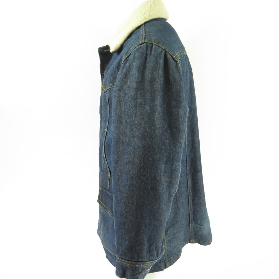 Vintage 60s Lee Storm Rider Jacket Mens XL Sherpa Trucker Denim Fleece | The Clothing Vault