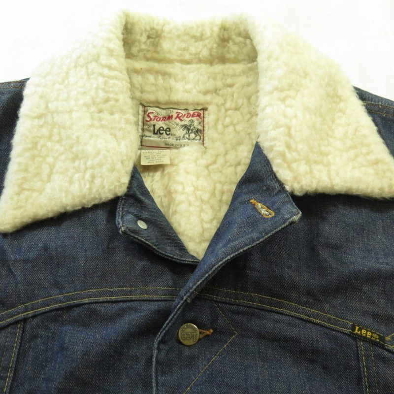 Vintage 60s Lee Storm Rider Jacket Mens XL Sherpa Trucker Denim Fleece | The Clothing Vault