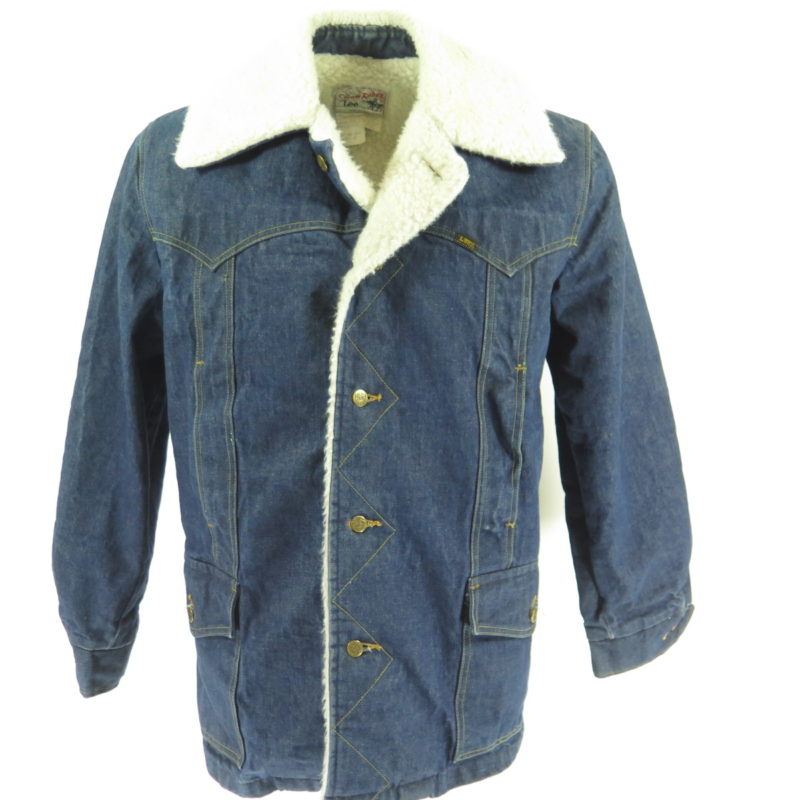 Vintage 60s Lee Storm Rider Sherpa Jacket Mens L Trucker Denim Fleece Pile | The Clothing Vault