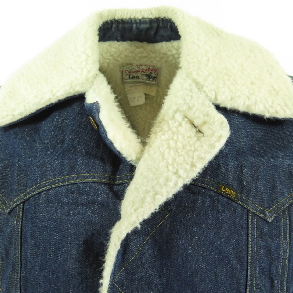 Vintage 60s Lee Storm Rider Sherpa Jacket Mens L Trucker Denim Fleece Pile | The Clothing Vault