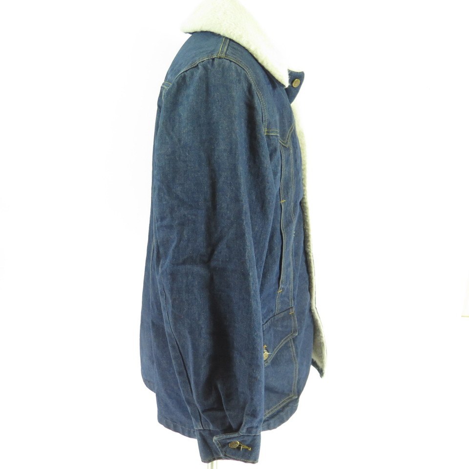 Vintage 60s Lee Storm Rider Sherpa Jacket Mens L Trucker Denim Fleece Pile | The Clothing Vault