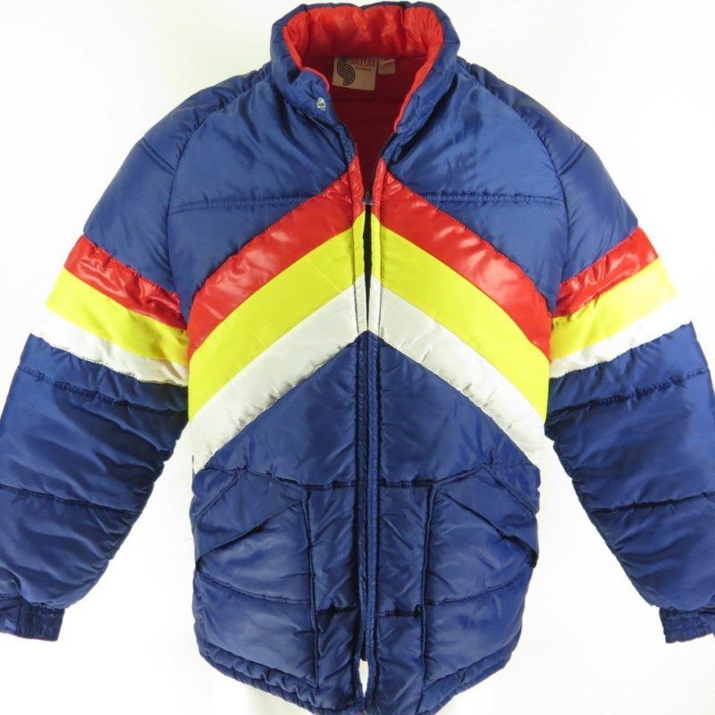 Vintage 70s Bright Stripe Ski Jacket Mens Large Blue Silton Puffy ...