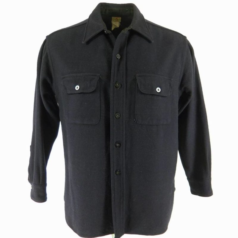 Vintage 40s 5 Brother Navy CPO Wool Shirt 16.5 or Large Union Made ...