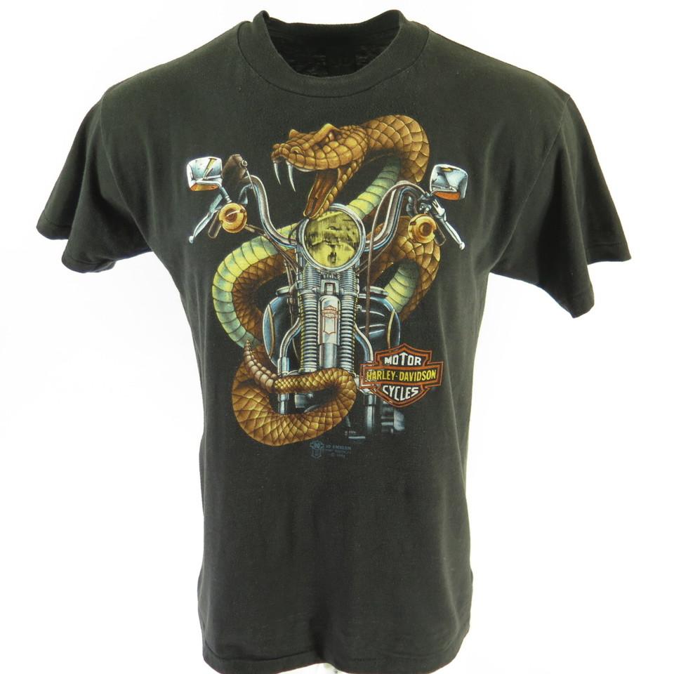 Vintage 80s Harley Davidson T Shirt 3D Emblem XL Fits Medium